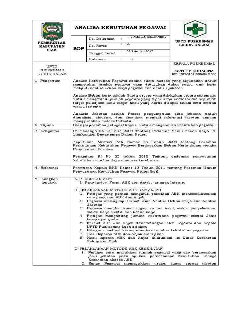 SOP Analisa Keb Pegawai Ok | PDF