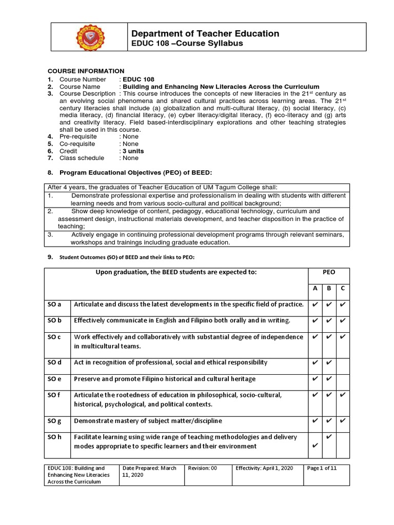 62f308c1f2eee70010642af2-1660094701-EDUC 108 SYLLABUS | PDF | Teaching ...