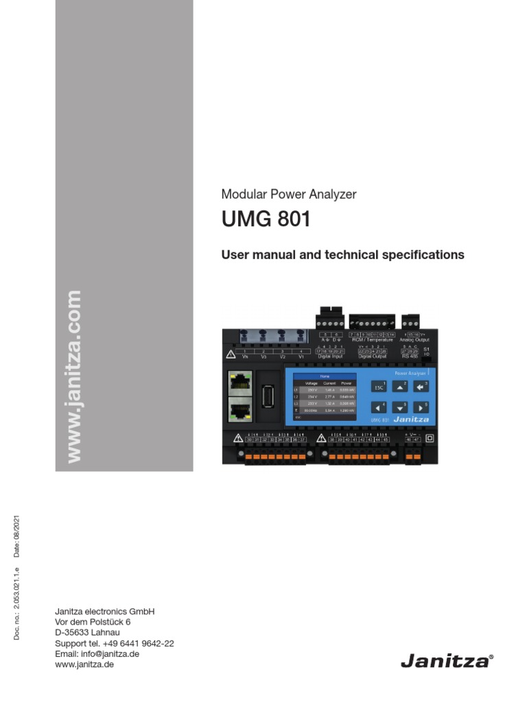 Janitza BHB Umg801 en | PDF | Transformer | Switch