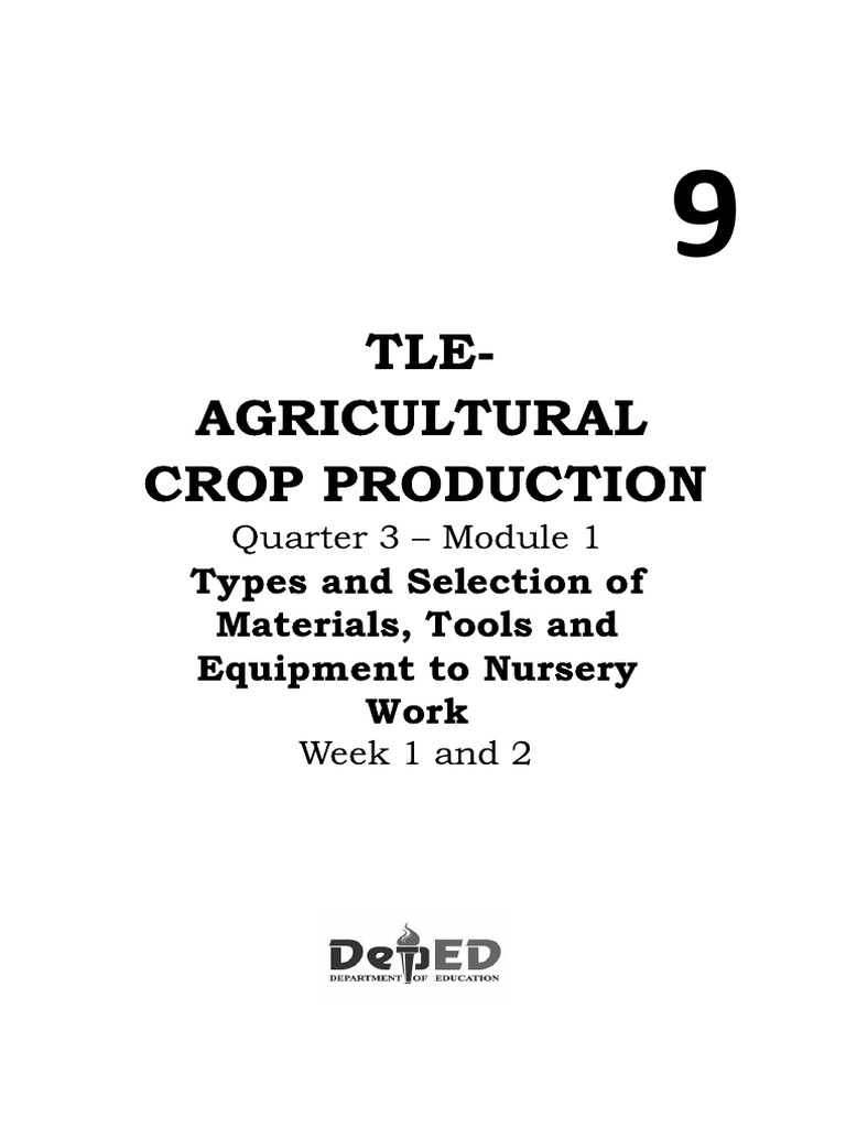 Agri Crop 9 q3 WK 1 and 2 Passed | PDF | Screw | Mower