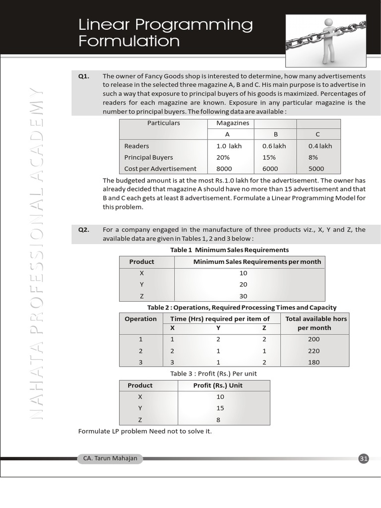 Linear Programming Formulation | PDF | Equity (Finance) | Loans