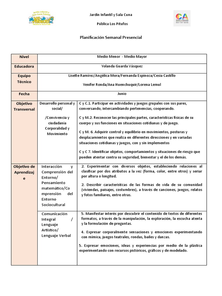 Planificación MENSUAL FINALES MES JUNIO Niveles Medios | PDF ...