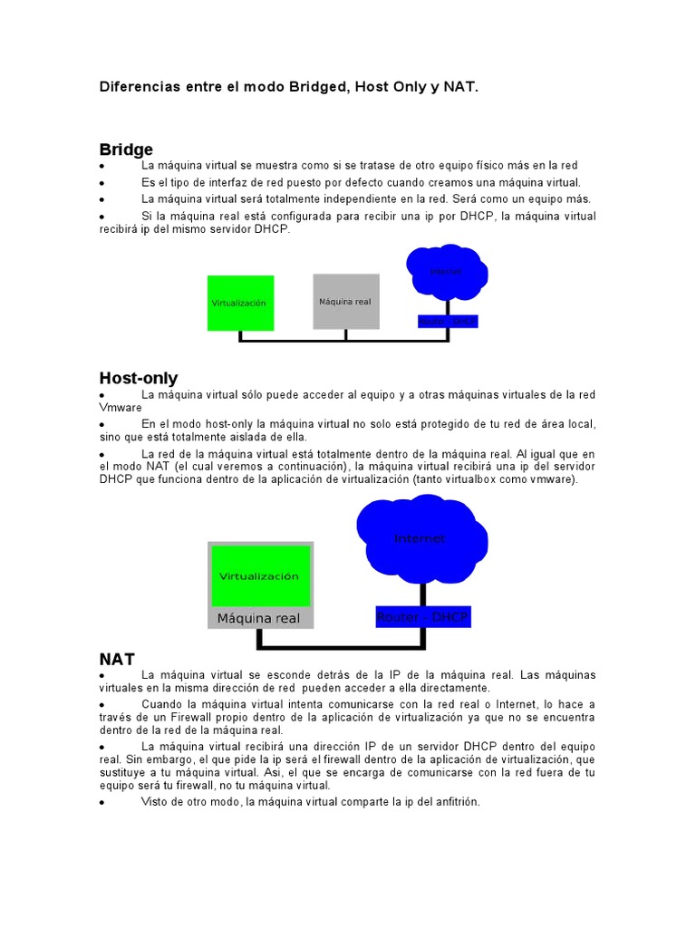 Bridged, Host Only y NAT | PDF | Dirección IP | V Mware