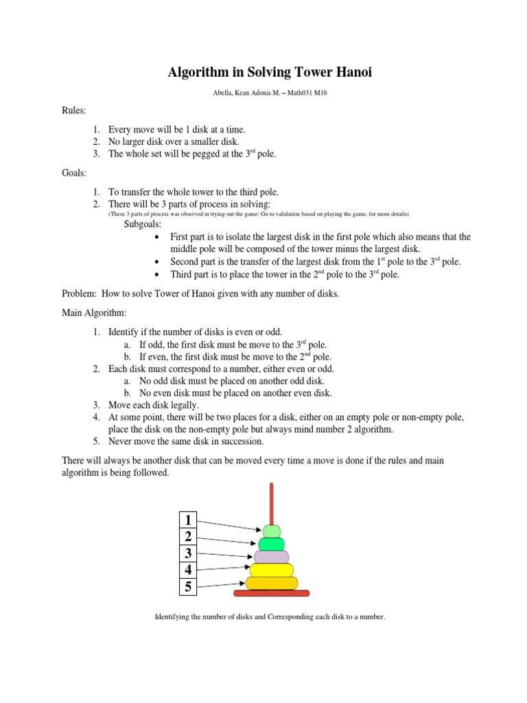 Tower of Hanoi Algorithm Guide | PDF | Applied Mathematics ...