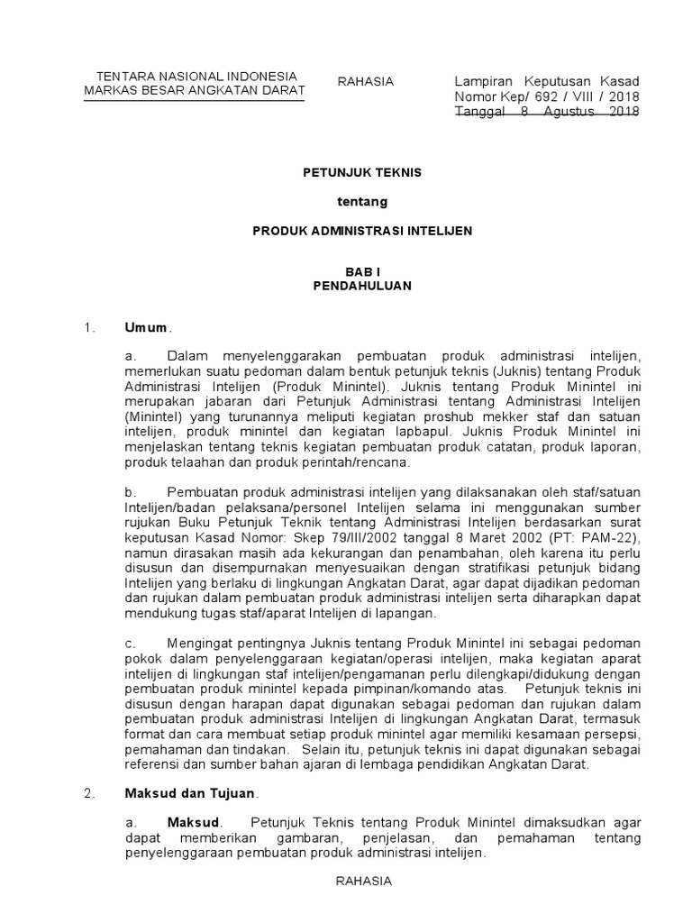 Petunjuk Teknis Produk Administrasi Intelijen | PDF | Bisnis | Komputer