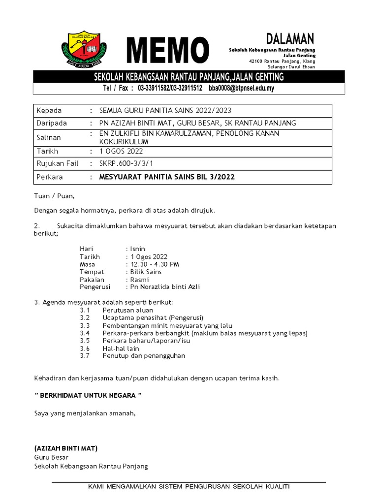 Memo MESYUARAT PDF | PDF