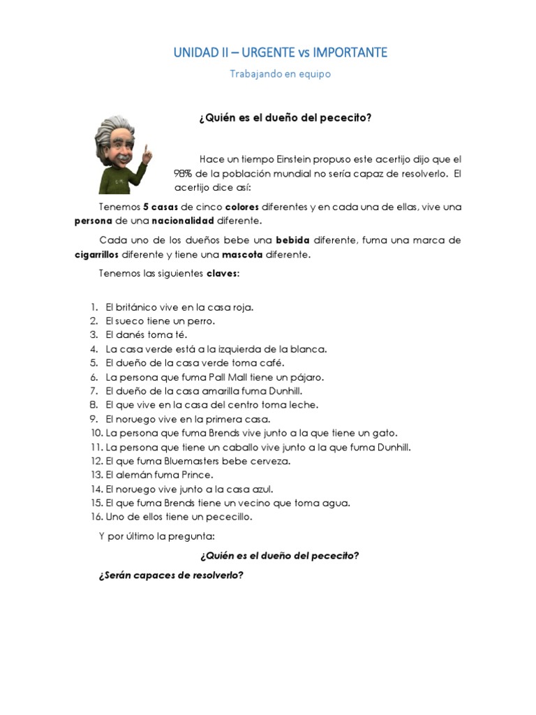 AU-2-ACERTIJO DE EINSTEIN-alumno | PDF