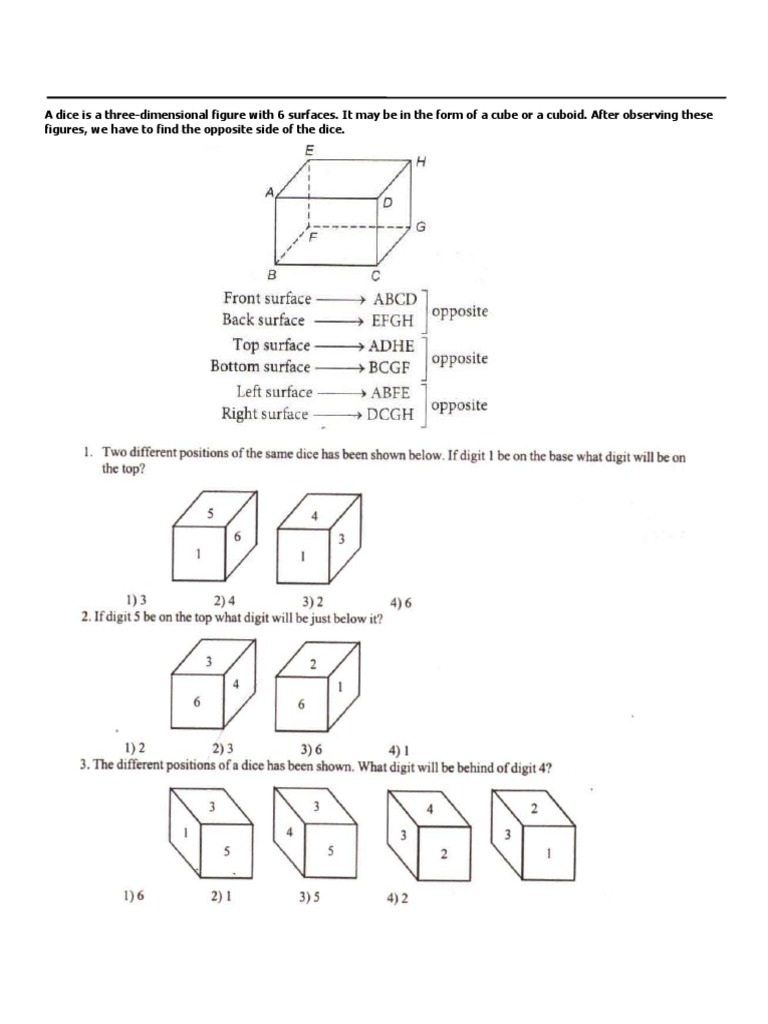 CHAPTER 8 Dice & Cubes | PDF | Dice | Geometric Shapes