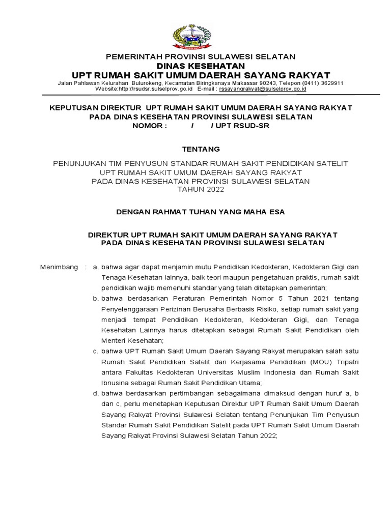 SK Tim RSP Satelit Rsudsr 2022 | PDF