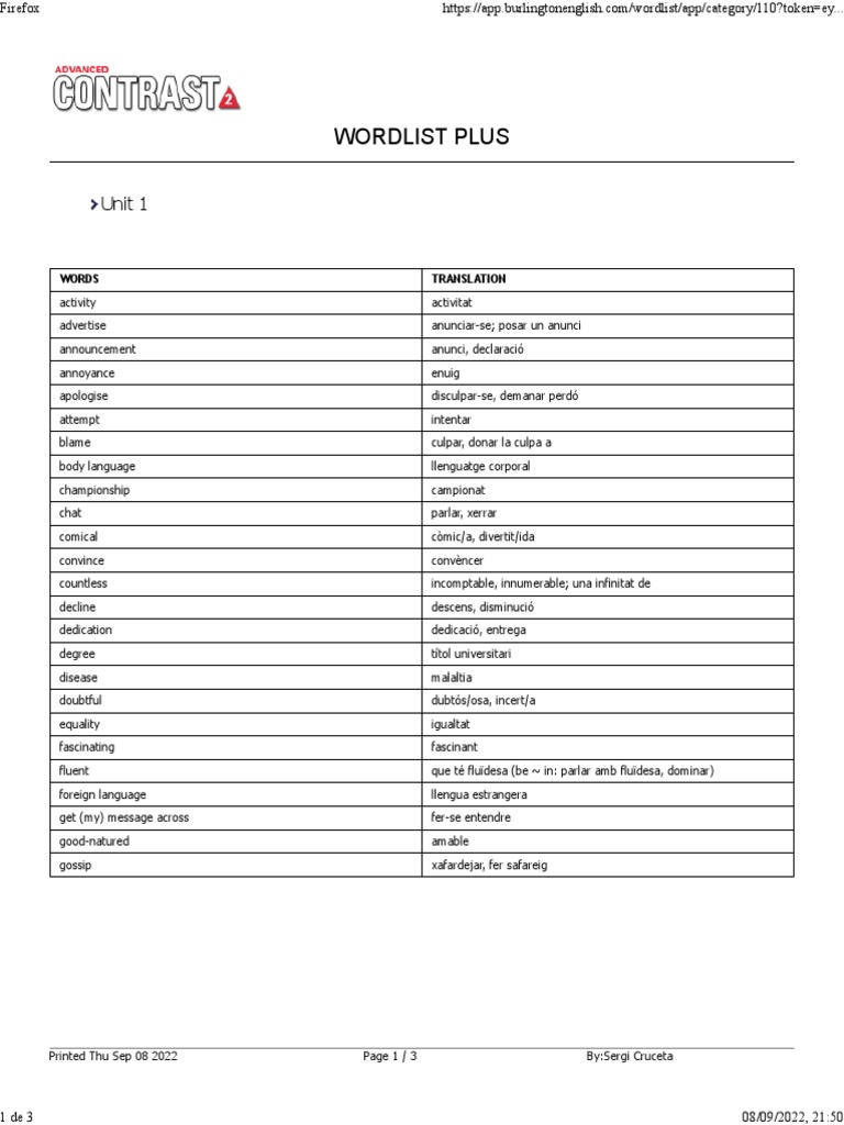 Vocabulari 1 | PDF