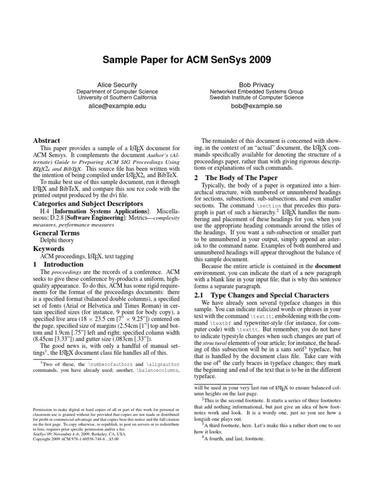 ACM Sample | PDF | Te X | Citation