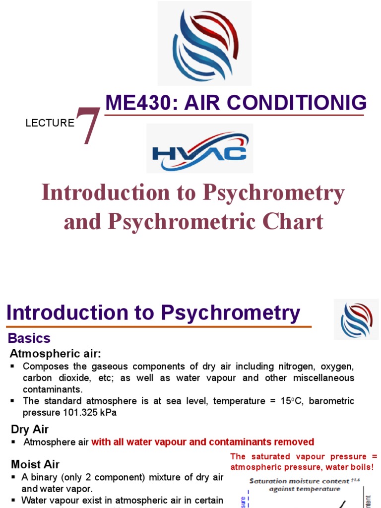 Lecture#7-Introduction To Psychrometry and Psychrometric Chart ... Lecture#7-Introduction To Psychrometry and Psychrometric Chart ...