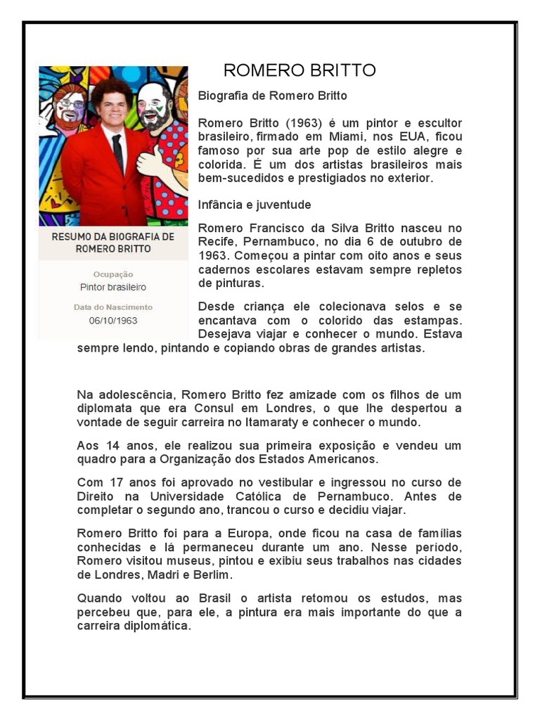ROMERO BRITTO Biografia | PDF