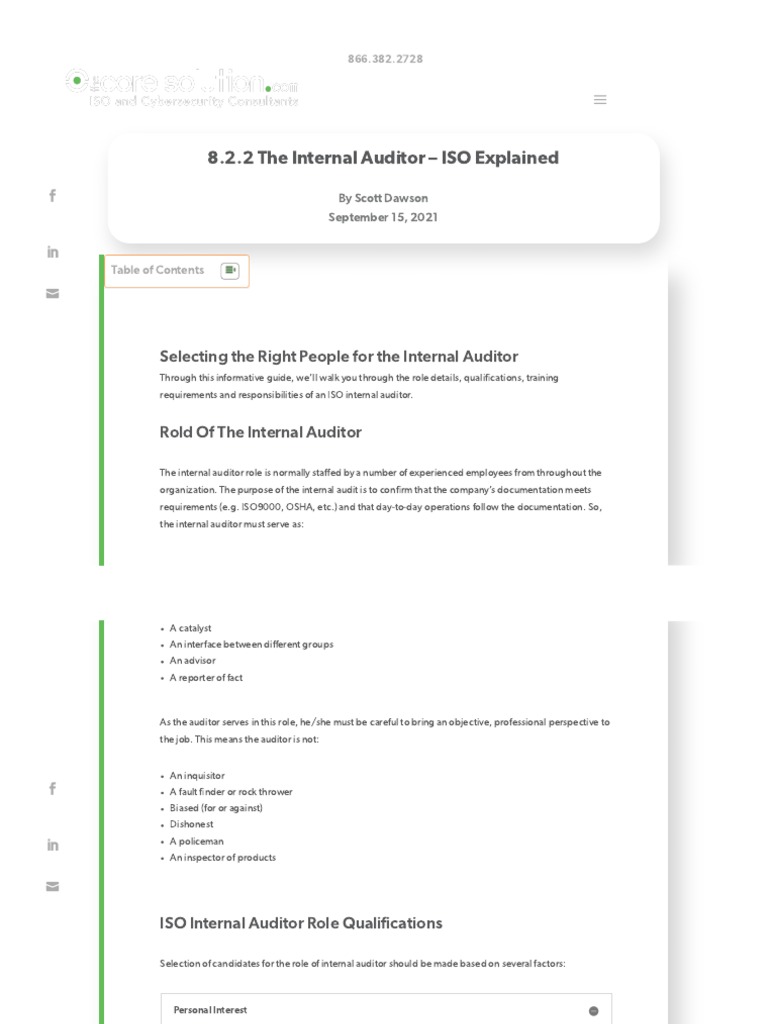 ISO 8.2.2 Internal Auditor Explained - What You Need To Know | PDF ...