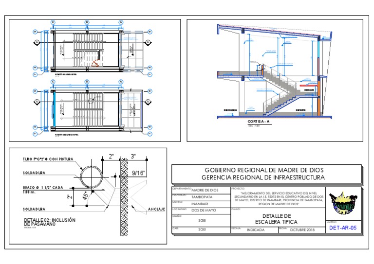 Planos A3-05 Baranda Metalica y Pasamano en Escaleras | PDF