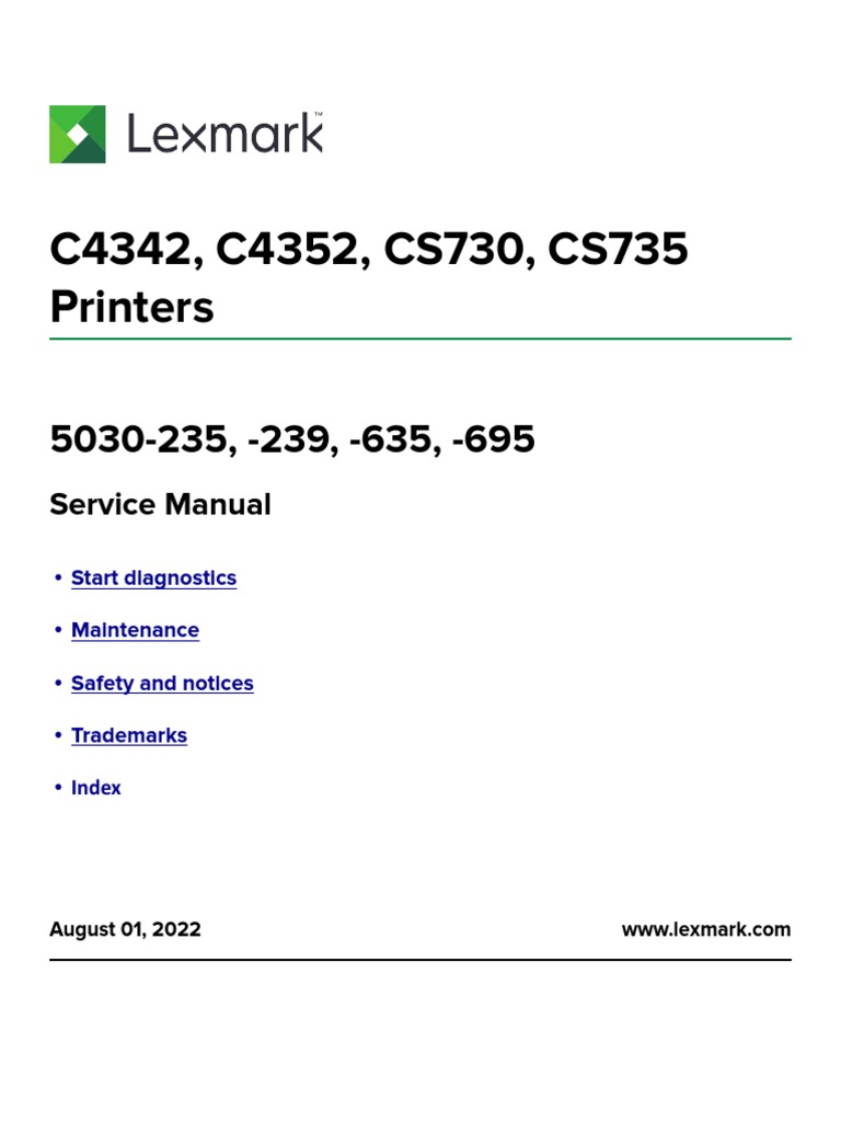 Lexmark c4342 c4352 cs730 cs735 5030 235 239 635 695 Service Manual ...