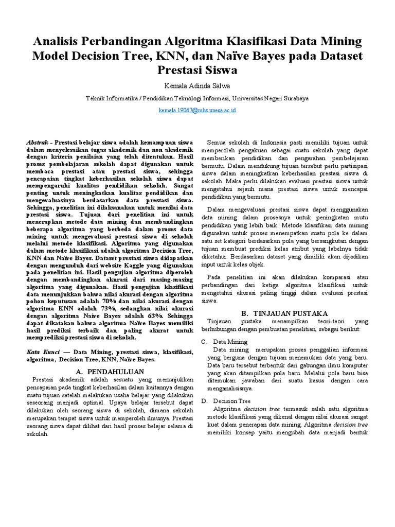 Analisis Perbandingan Algoritma Klasifikasi Data Mining Model Decision ...