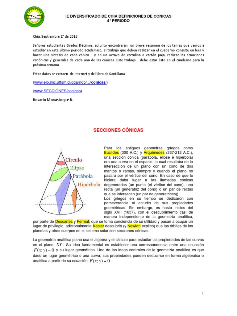 Definicion de Conicas para El Blog | PDF | Elipse | Asíntota