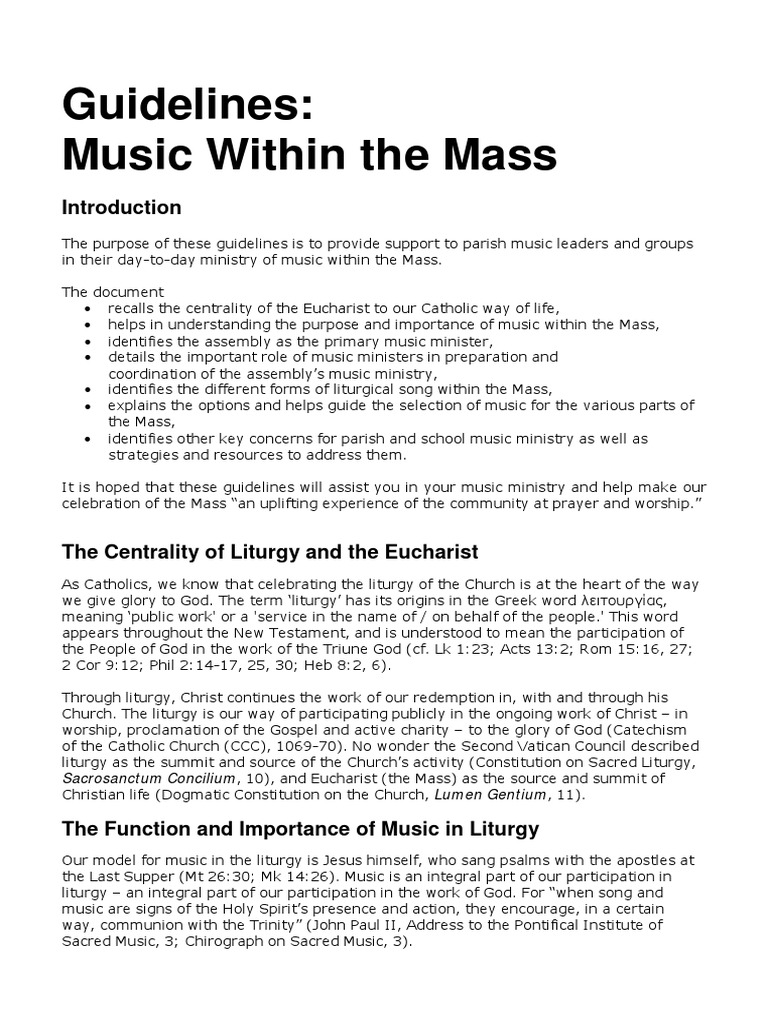 Guidelines for Parish Music Ministry | PDF | Mass (Liturgy) | Catholic ...