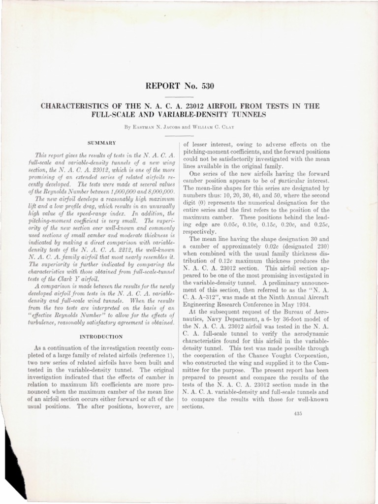Characteristics of The NACA 23012 Airfoil From Tests in The Full-Scale ...