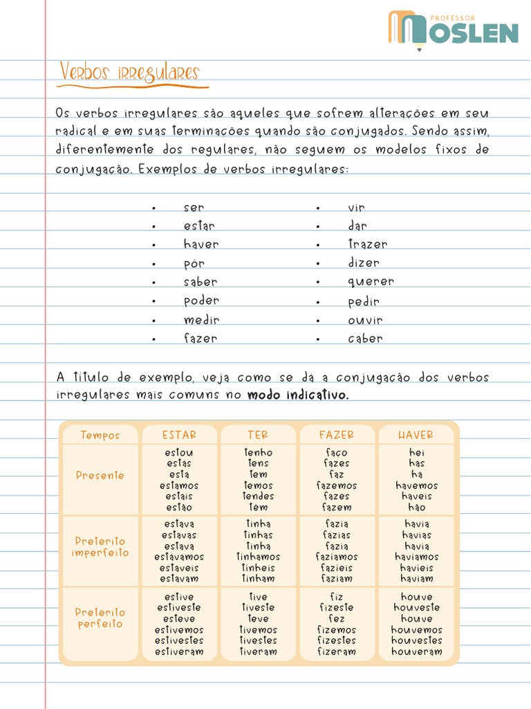 13 - Verbos Irregulares | PDF | Verbo | Linguística