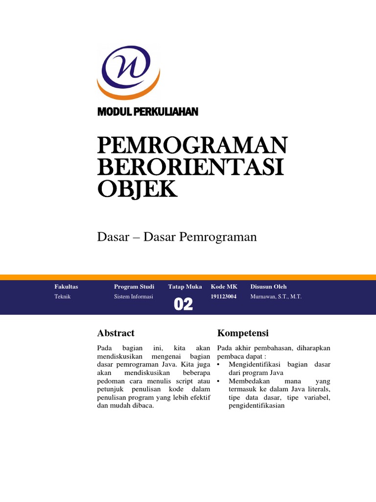 Modul 2. Dasar - Dasar Pemrograman | PDF