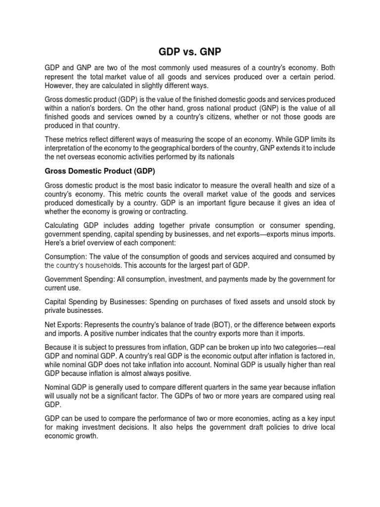 Self-Paced Lesson On GDP, GNP, Balance of Payments and Trade | PDF ...