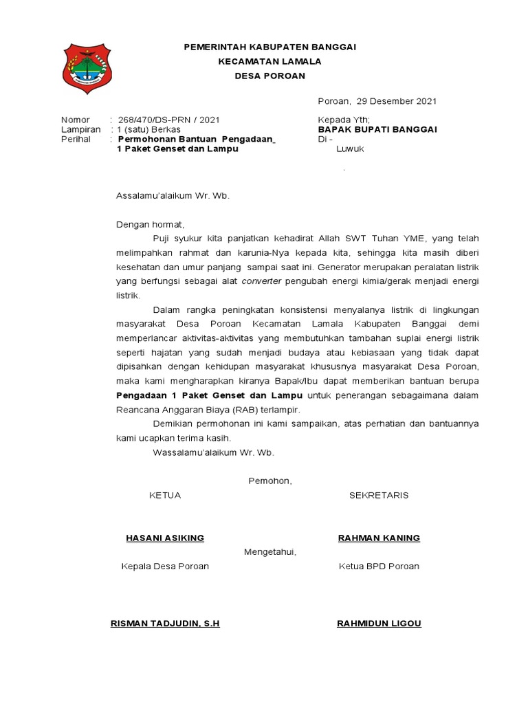 Proposal Genset | PDF