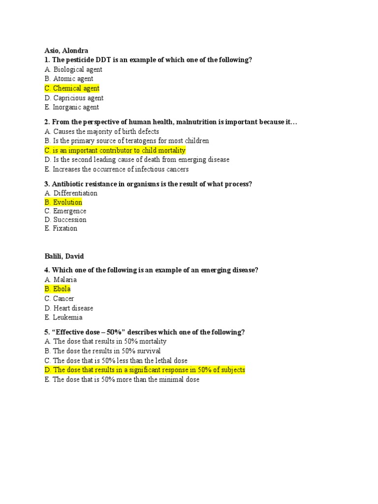 Environmental Health and Toxicology Quiz | PDF | Greenhouse Gas ...