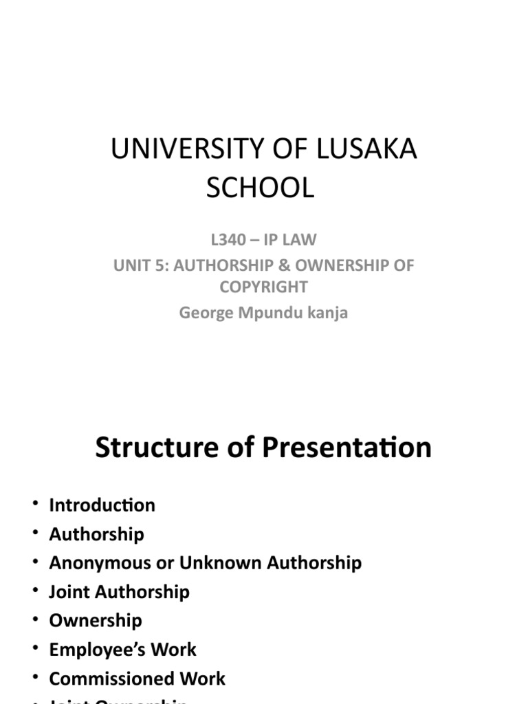 Unit 5 - Authorship and Ownership of Copyright | Download Free PDF ...