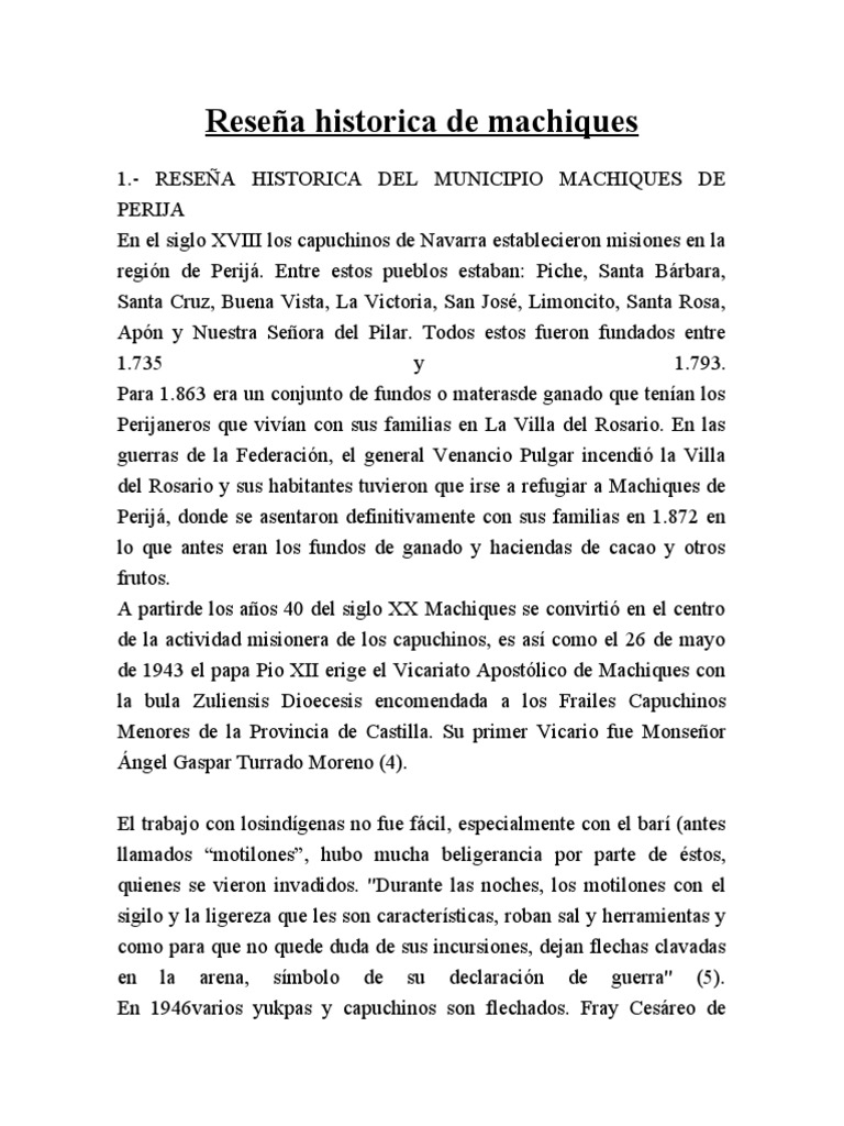 Reseña Historica de Machiques | PDF | Historia