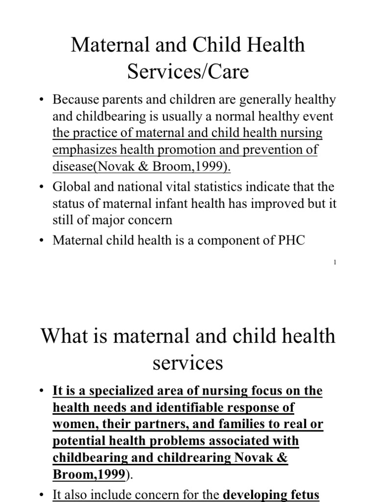 Maternal and Child Health Services Overview | PDF | Pregnancy ...