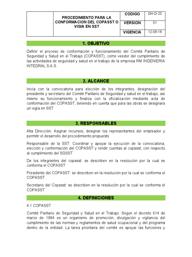 Procedimiento Copasst | PDF | Gobierno