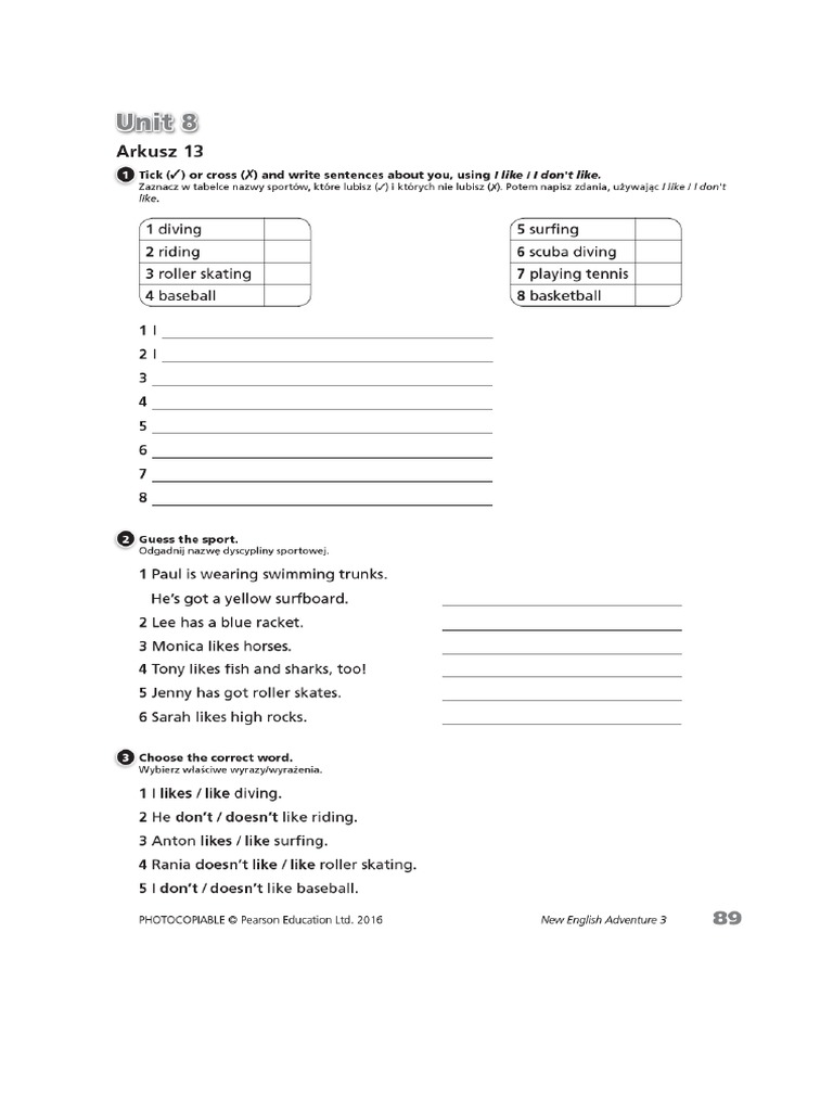 Karty Pracy Unit 8 1 | PDF