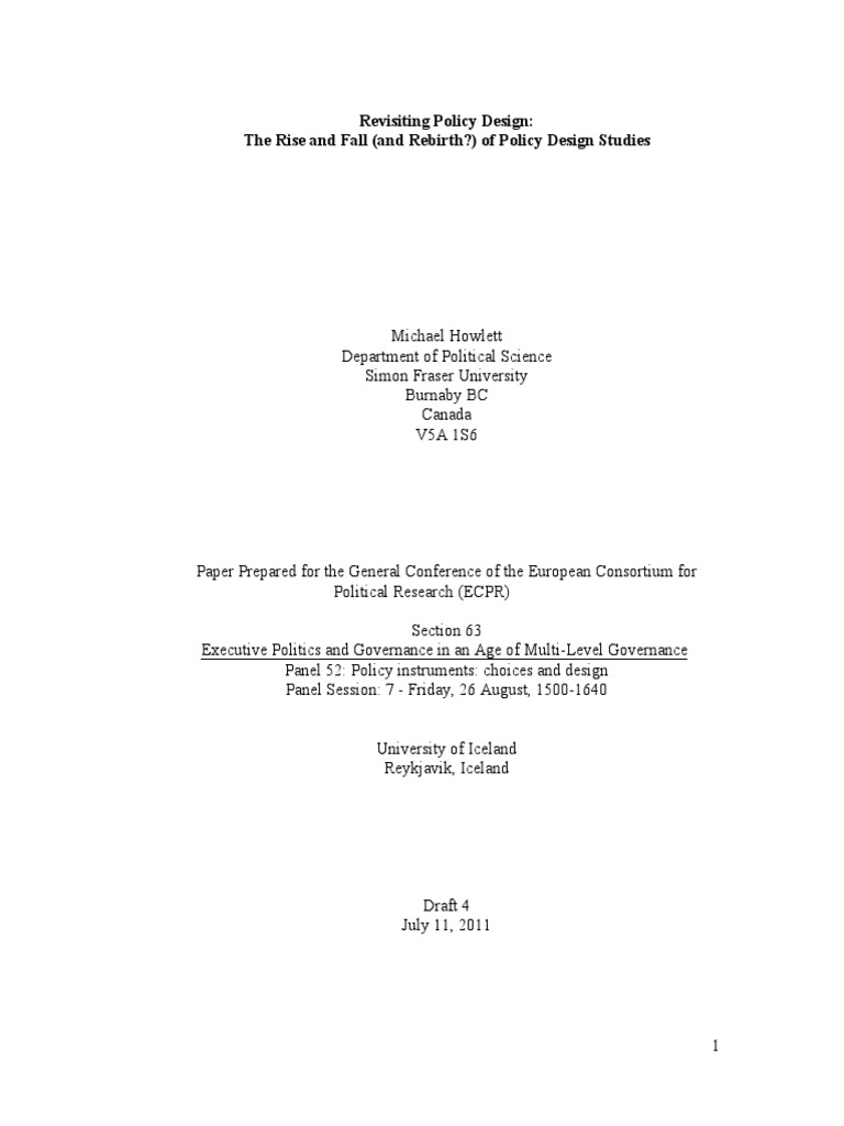 Policy Design Studies: Evolution and Revival | PDF | Policy | Governance