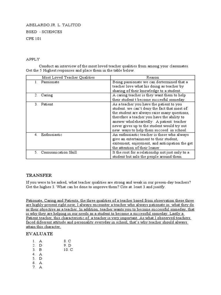 Cpe 101 Assignement | PDF | Cognitive Psychology | Psychological Concepts