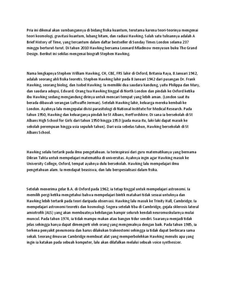 Biography Stephen Hawking | PDF