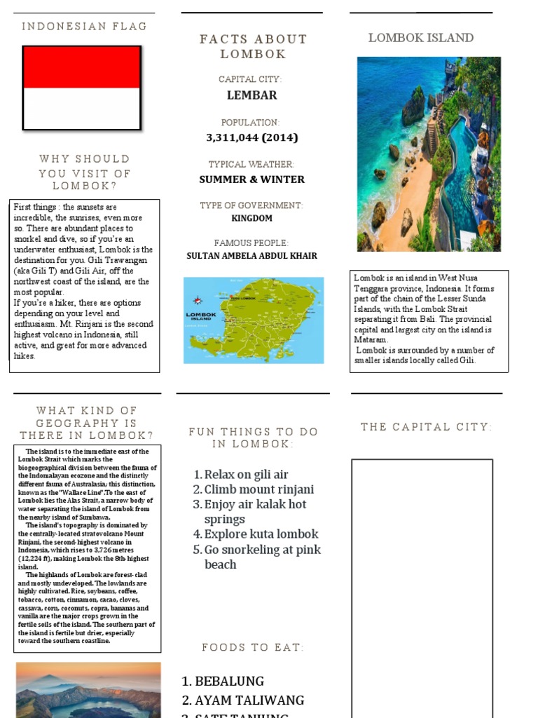 Travel Brochure Template and Example Brochure Worksheet | PDF | Food ...