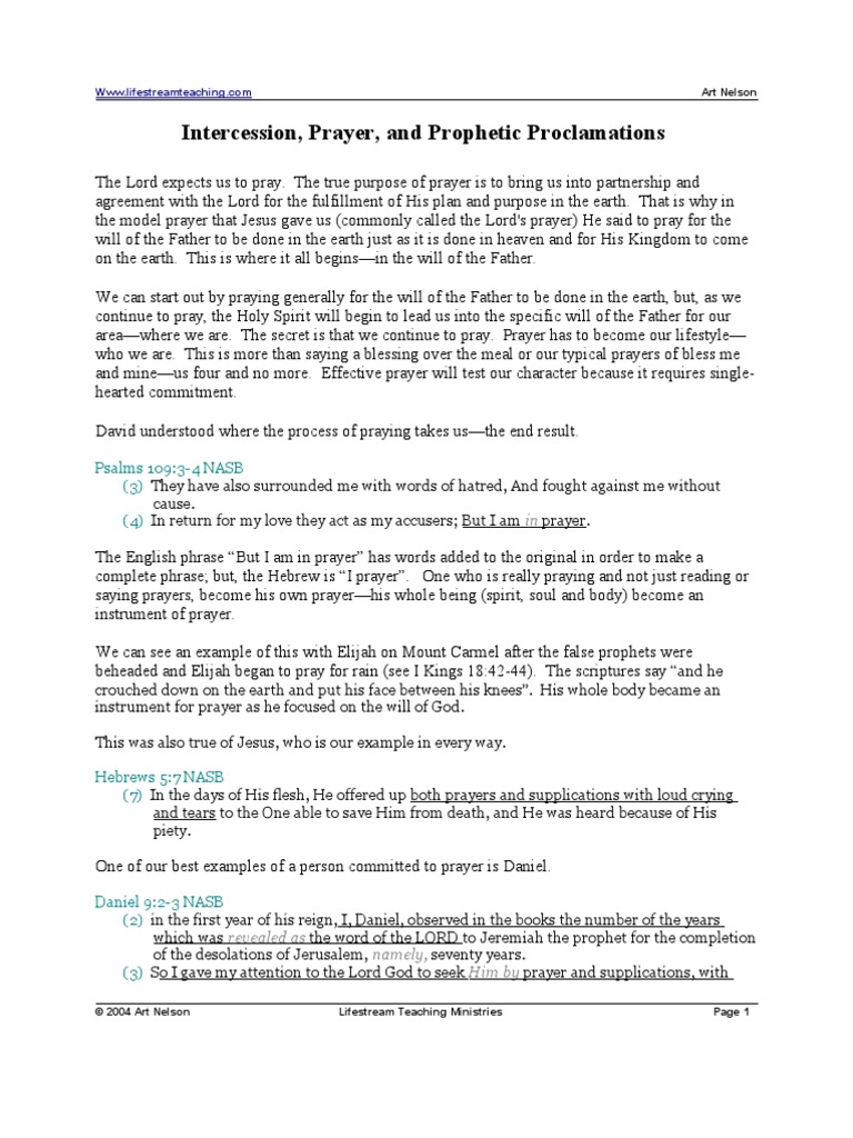 Proclamations and Prayers | PDF | Intercession | Prayer
