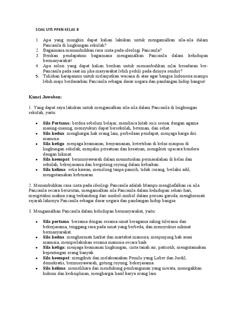 Soal Uts PPKN Kelas 8 | PDF