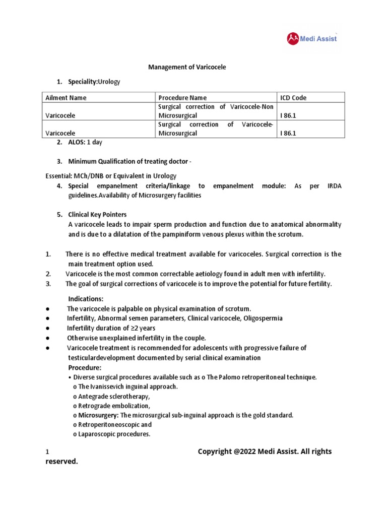 Varicocele | PDF | Medical Specialties | Clinical Medicine