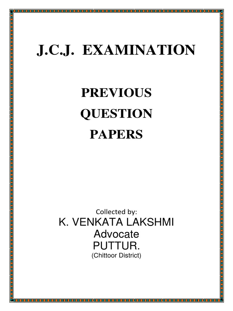 JCJ Exam Previous Question Papers-1 | PDF | Criminal Procedure In South Africa | Magistrate