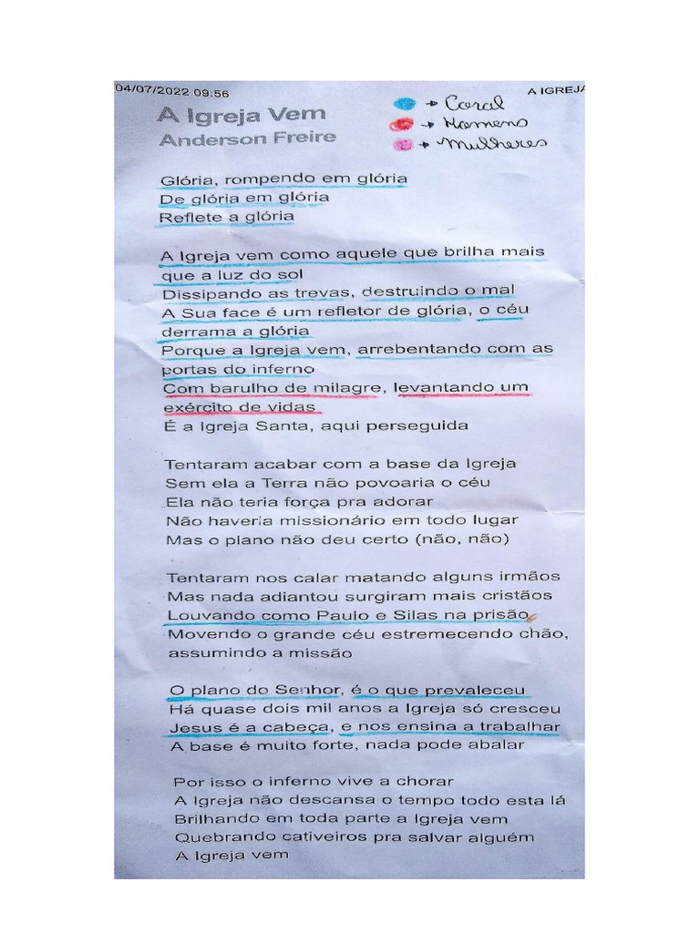 Letra Igreja Vem | PDF