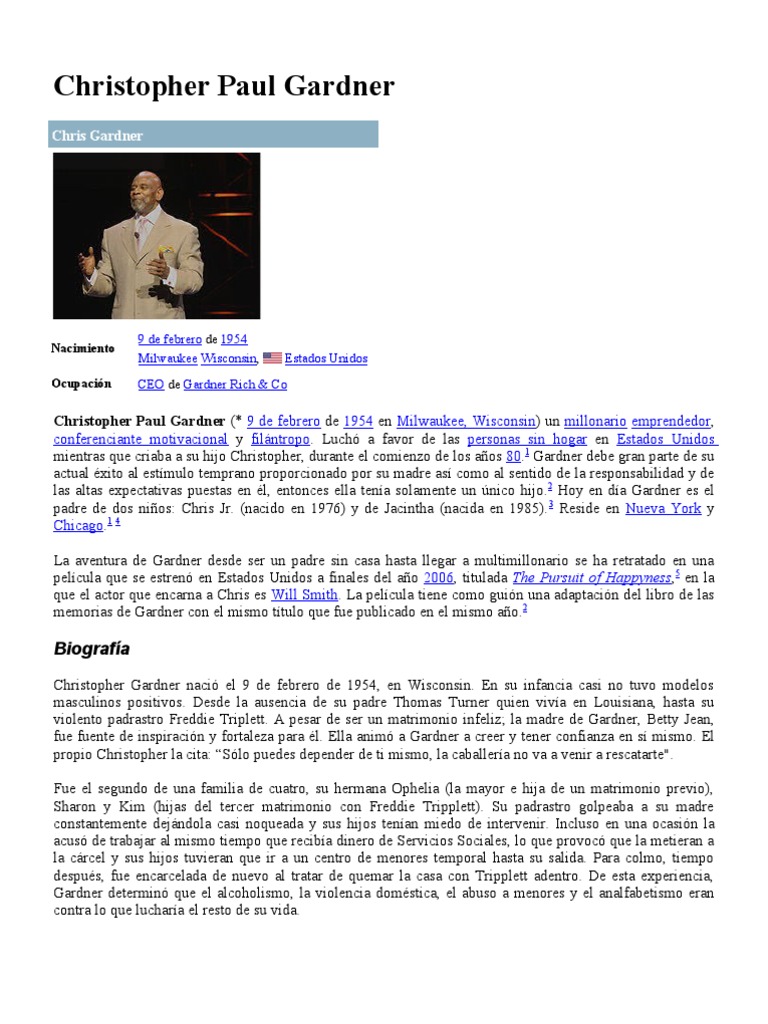 Christopher Paul Gardner | PDF | Ciencias sociales | Salud y bienestar