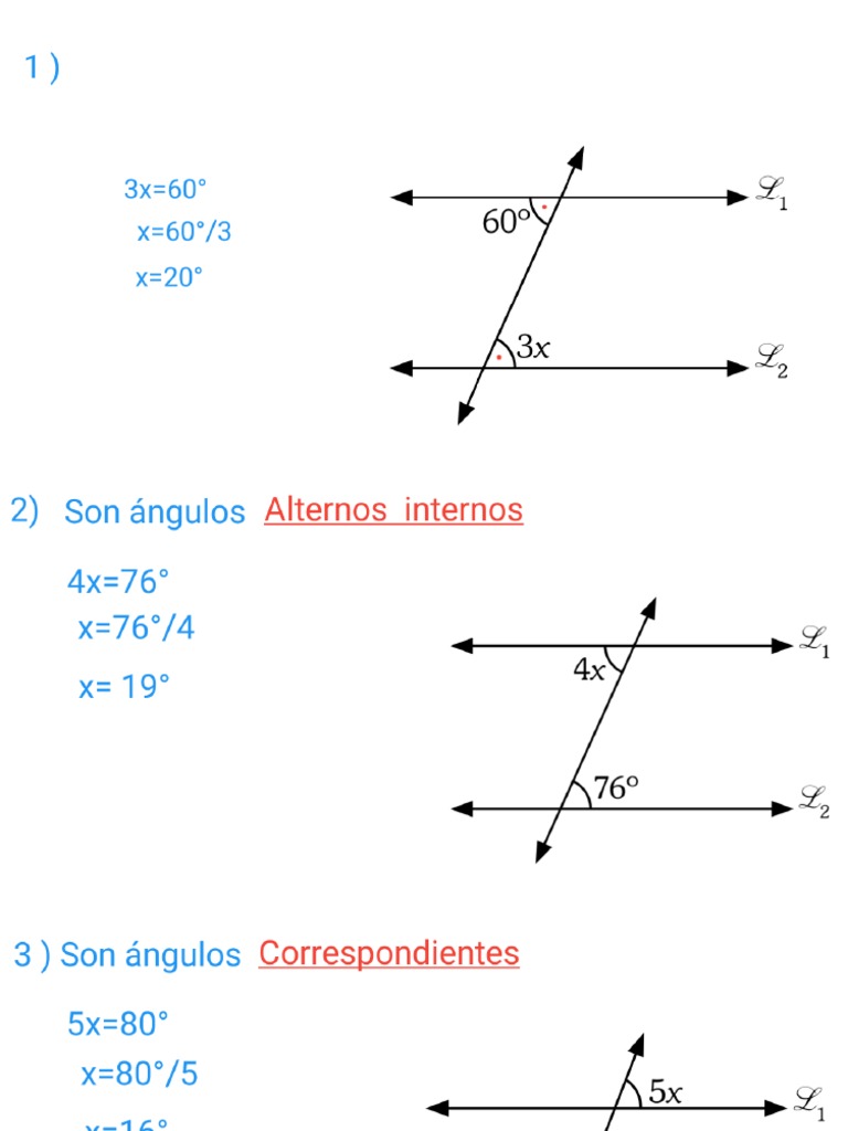 Ejercicios Cap 4. Angulos Entre Paralelas | PDF