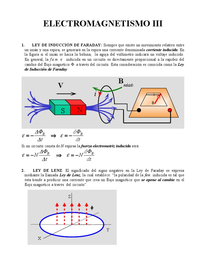 ELECTROMAGNETISMO III, LEY DE INDUCCIÓN DE FARADAY | PDF | Corriente ...