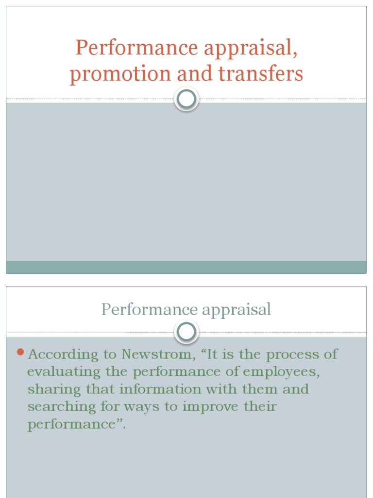 Performance Appraisal, Promotion and Transfer | PDF | Performance Appraisal | Employment