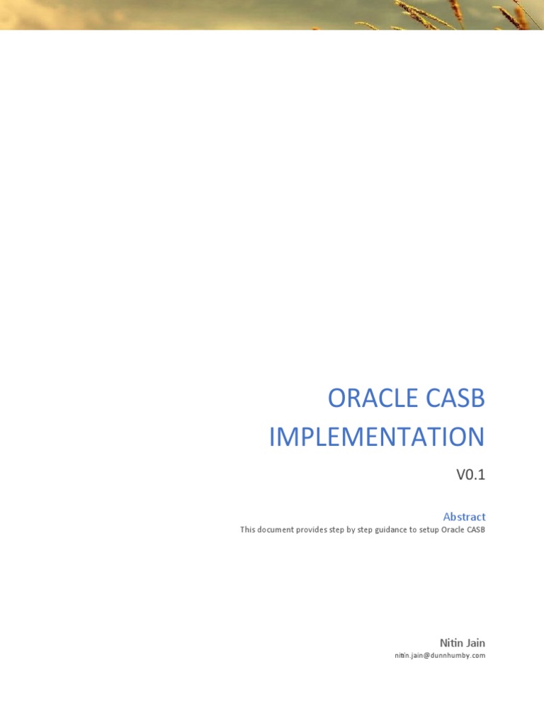 Oracle Casb Implementation Document Pdf Cloud Computing Oracle Corporation