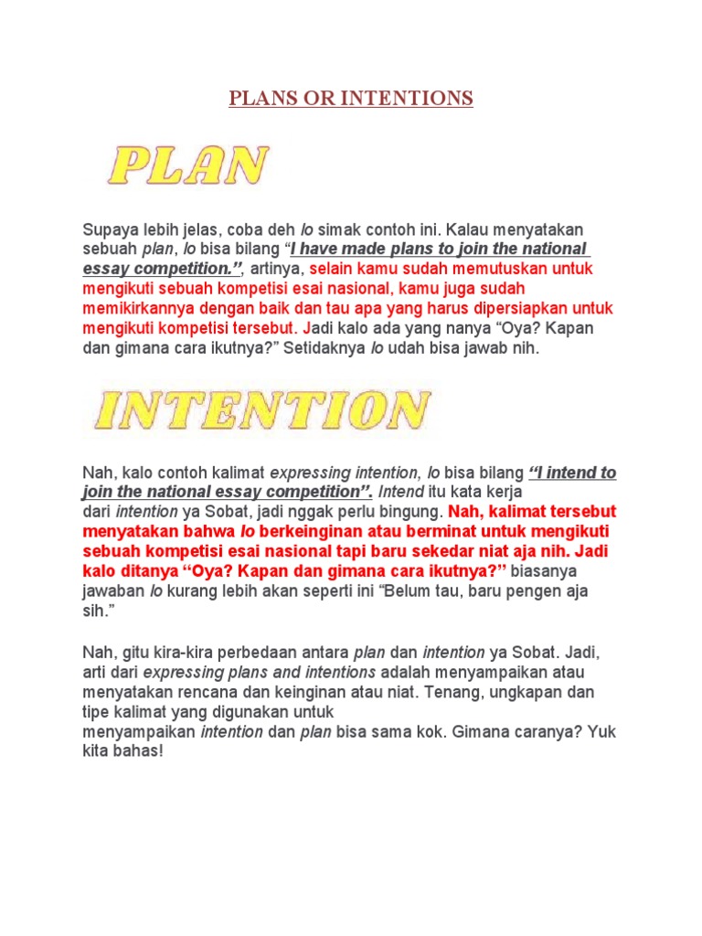 Plans or Intentions | PDF