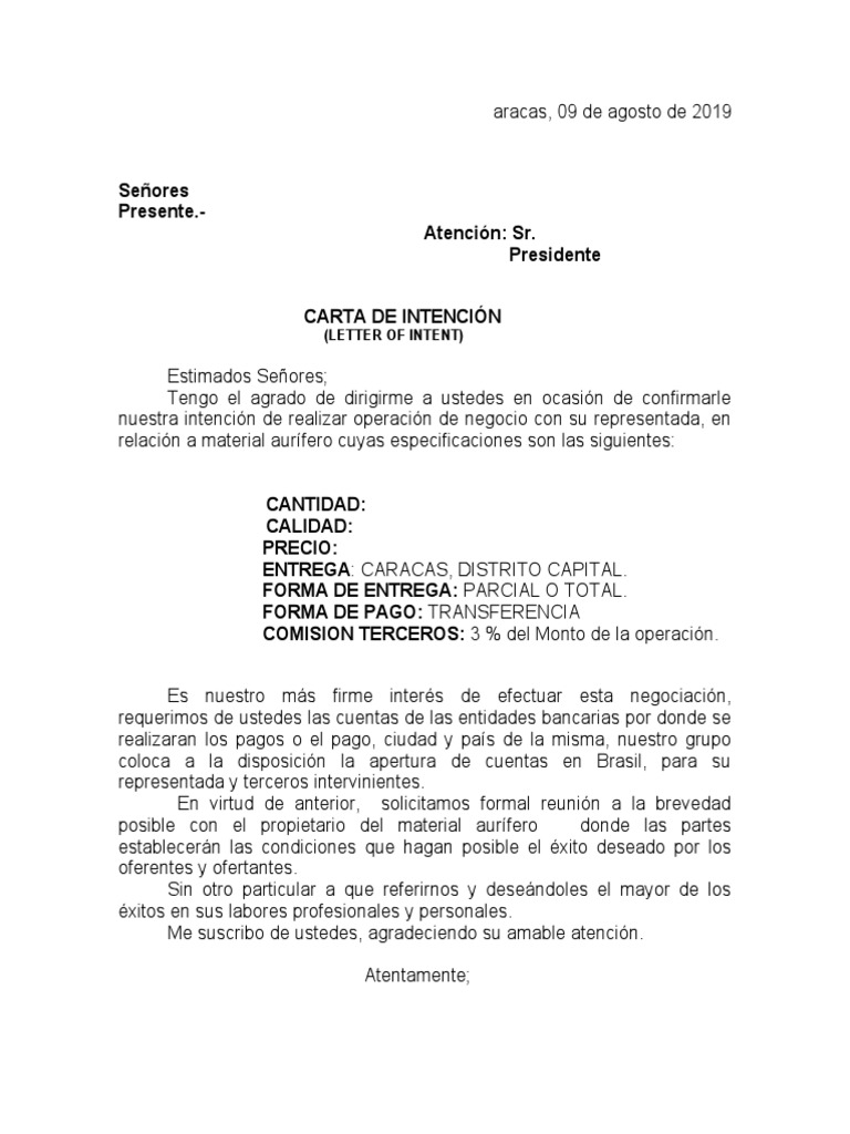 Carta de Intencion | PDF